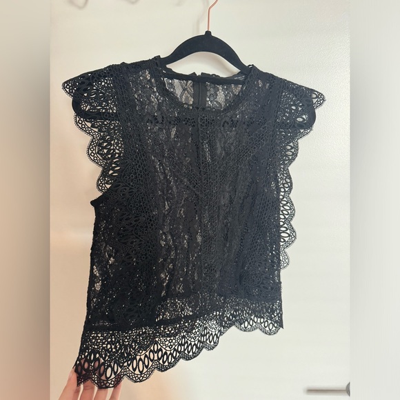 Zara | Tops | Zara Lace Hollow Top | Poshmark
